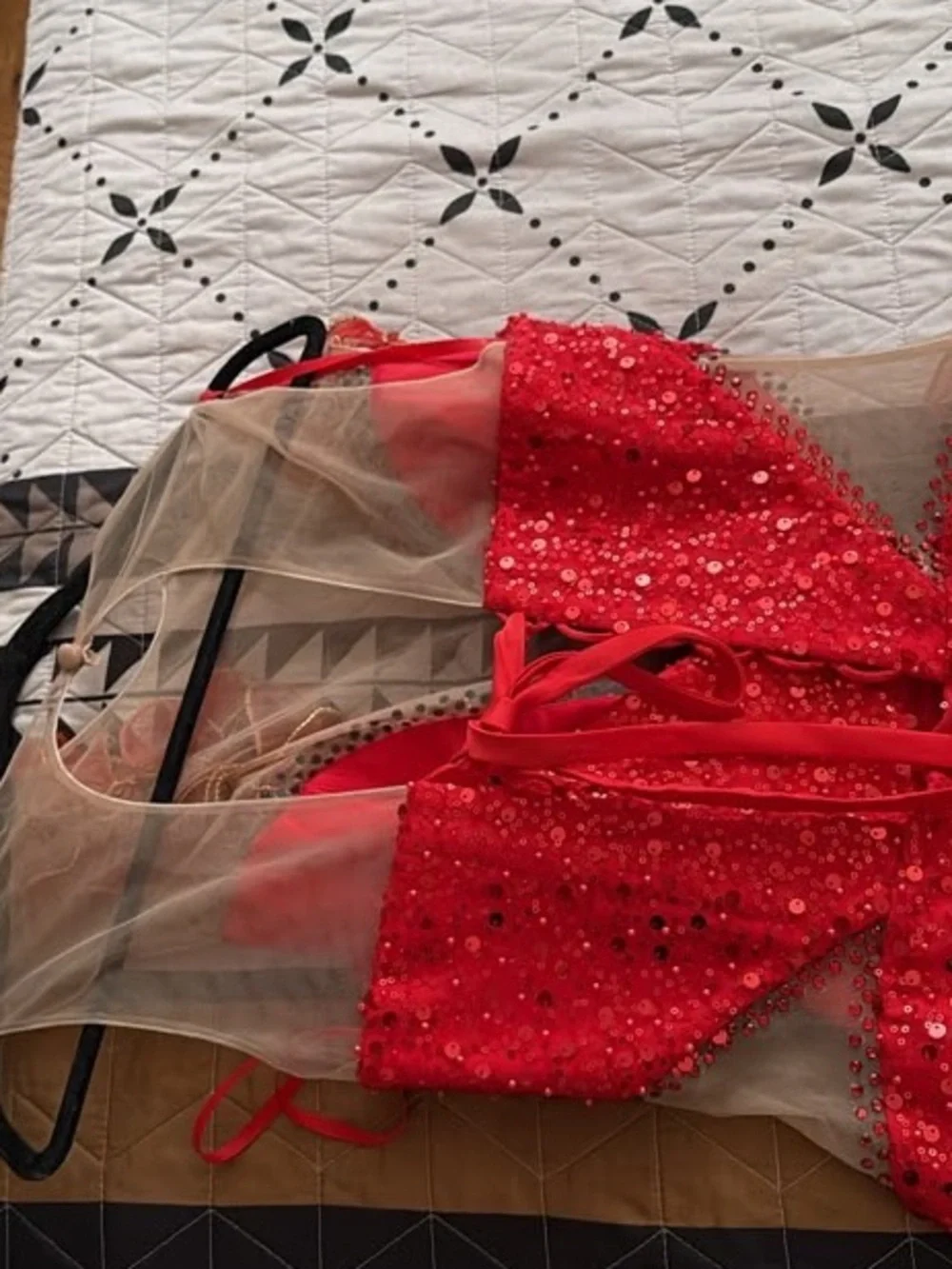Dresses | Red Sequin Floral Applique Evening Gown | Poshmark